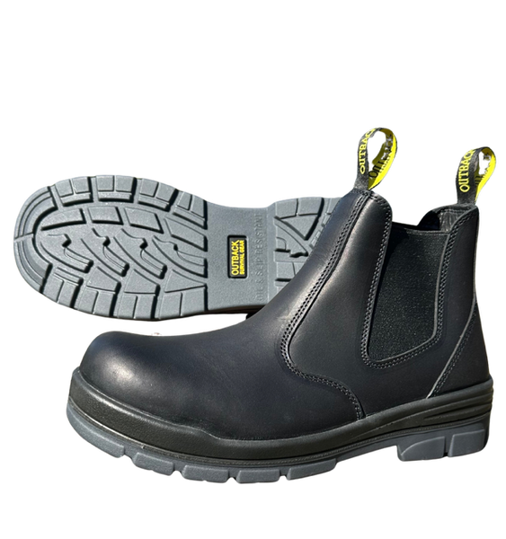 Aussie Leather Work Boots Soft Toe Black - Outback Survival Gear AUNBK ...