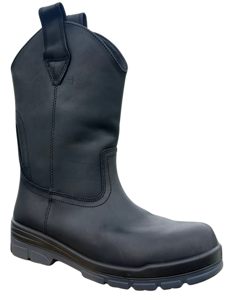 Aussie Tall Wrangler Leather Boots Soft Toe in Black - Waterproof ...